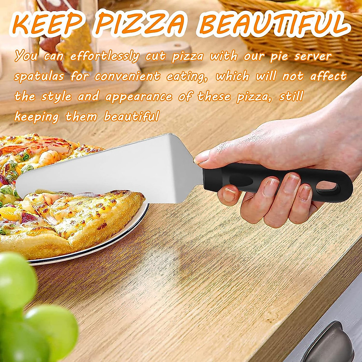 RHBLME 25PCS Pie Server, Pie Server Spatula Pizza Server Spatula Stainless Steel Cake Server Spatula Non Slip Easy to Grip Baking Triangular Spade Plastic Handle Shovel for Desserts Pizza Pie Cake