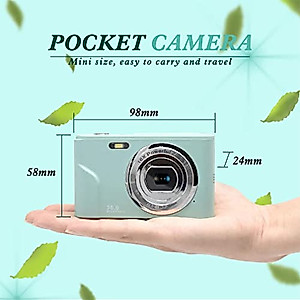 QSYY Boys and Girls Children's Digital Camera-36 Million Pixels, 16X Digital Zoom, with 32GB SD Card, High-Definition 1080P Rechargeable Mini Camera, Suitable for Students, Teenagers, Children,Green
