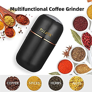 PULOYA Coffee Grinder Electric for Beans, Spices, Herbs, Grains and Nuts, Stainless Steel Blades, 2.8 oz, Black