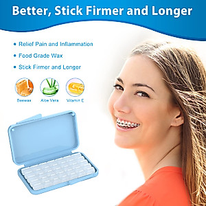 Braces Wax - 10 Pack (50 Precut Orthowax Strips). Flavorless & Mint. Separate Cases, a Storage Box & 2 Applicator Tools - Food-Grade Premium Wax for Braces Wearer- Stick Better(w/Aloe Vera+Vitamin E)