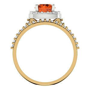 Clara Pucci 2.25ct Round Cut Laser Engraving Halo Pave Halo Ruby Engagement Bridal Wedding Ring Band set 18K Yellow White Gold Size 4.25