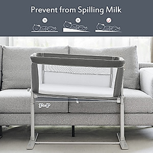 RONBEI Bassinet for Baby, Baby Bassinet Bedside Sleeper, Baby Bed to Bed, Adjustable Portable Crib for Infants, Baby Boys, Baby Girls (Light Gray)