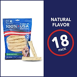 Pet Factory 100% Made in USA Beefhide 5" Chip Rolls Dog Chew Treats - Natural Flavor, 18 Count/1 Pack