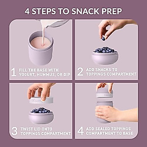 Bentgo® Snack Cup - Reusable Snack Container with Leak-Proof Design, Toppings Compartment, and Dual-Sealing Lid, Portable & Lightweight for Work, Travel, Gym - Dishwasher Safe (Orchid)