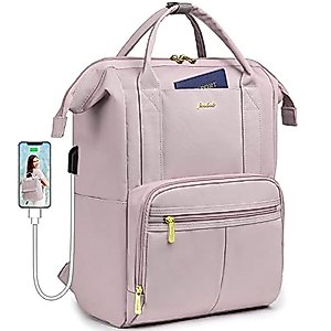 Focdod Laptop Backpack Women Work Bag - 15.6 inch with Laptop Compartment Waterproof Professional Travel Backpack Purse with USB Charger for College Teacher Nurse Business Women Purple