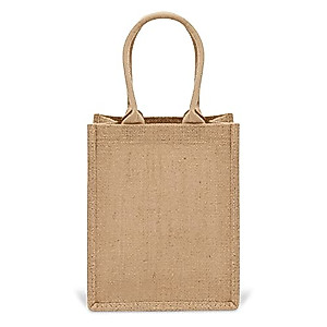 Sparkle and Bash 12 Pack of Natural Burlap Tote Bags with Handles 8 x 10 x 4 Inches for Groceries, Shopping, Beach, DIY Crafts, Art Projects, Bachelorette Party, Reusable Bulk Set