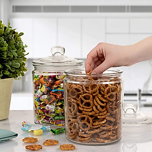 Set of 2 Glass Jar with Lid (2 Liter) | Airtight Glass Storage Cookie Jar for Flour, Pasta, Candy, Dog Treats, Snacks & More | Glass Organization Canisters for Kitchen & Pantry | 68 Ounces