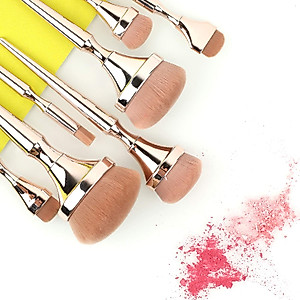 Logiverl 9 Pieces Makeup Brushes Powder Blush Foundation Concealer Eyeshadow Eyebrow Lip Flat Detail Brush for Blending Buffing Foundation Cream Make Up Brushes Tools Kit (Rose Golden)