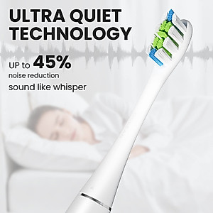 Oclean Air 2 Sonic Electric Toothbrush, Ultra Quiet Toothbrush 40000 VPM Motor,2.5 Hour Fast Charge for 40 Day Use,2 Min Built-in Timer,Power Rechargeable Toothbrushes for Adults- White
