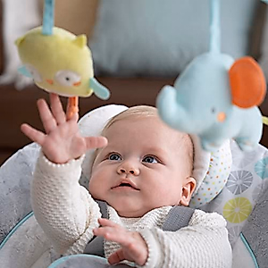 Ingenuity 5-Speed Portable Baby Swing with Music, Nature Sounds & Battery-Saving Technology - Hugs & Hoots, Swing 'n Go, 0-9 Months