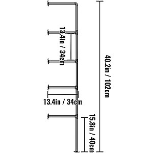 VEVOR Industrial Pipe Shelves 5-Tier Wall Mount Iron Pipe Shelves 2 PCS Pipe Shelving Vintage Black DIY Pipe Bookshelf Each Holds 44lbs Open Kitchen Shelving for Bedroom & Living Room W/Accessories