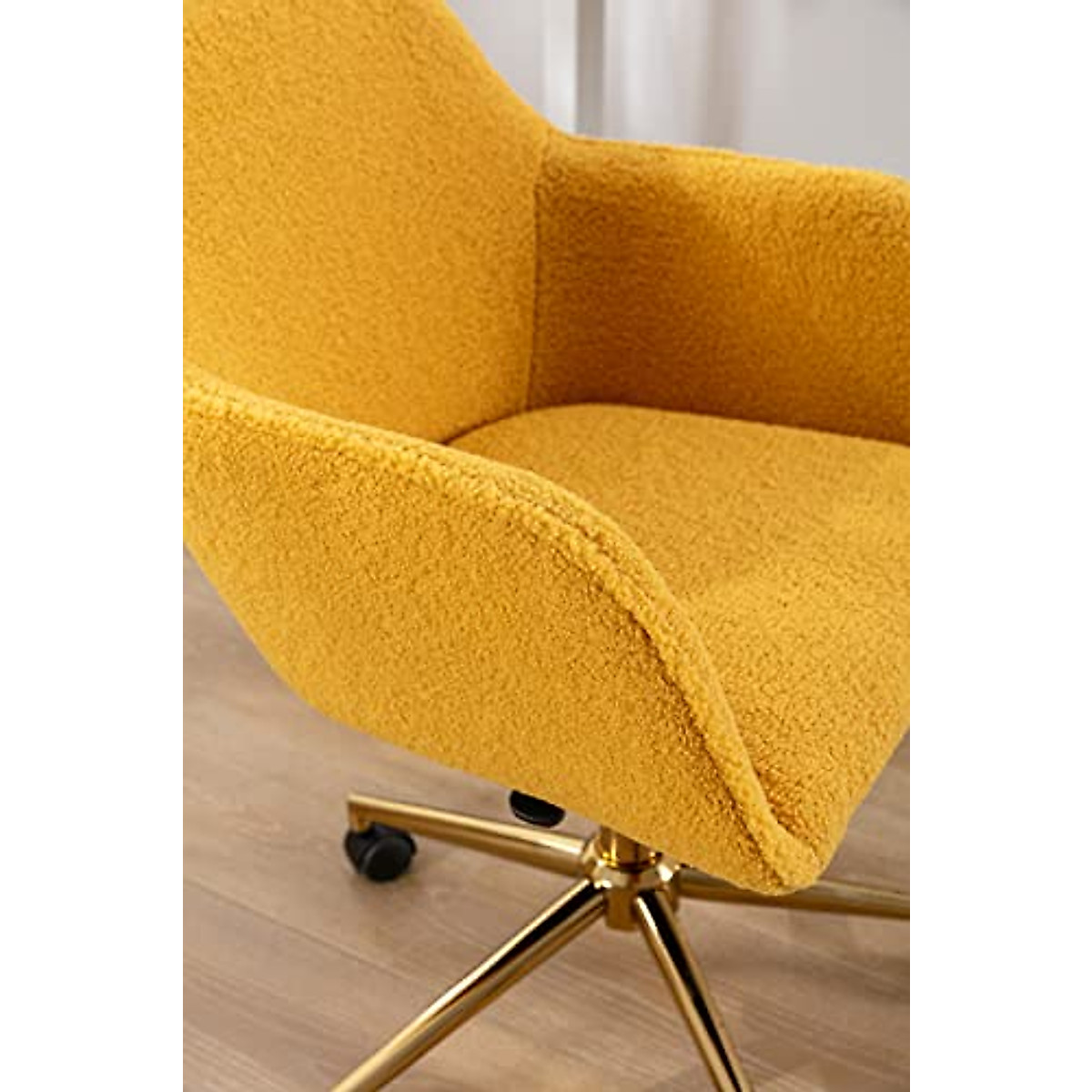 Goujxcy Home Office Chair, Furry Desk Chair Upholstered Fluffy Vanity Chair Modern Task Chair Accent Chair Adjustable Swivel Chair