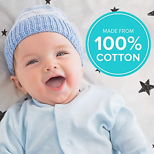 Kushies Baby Fitted Bassinet Sheets - 30 x 18 x 2 Bassinet Mattress Mini Crib Sheets - B&W Scribble Stars Bassinet Cover Mini Crib Mattress - Mattress for Playpen Carriage Pad Fitted Sheet Flannel, Scribble Stars Black & White