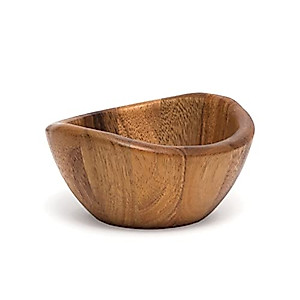 Lipper International Acacia 6 x 3 Wave Bowl Set of 4, 20 fl.oz., Brown