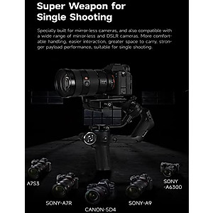 FeiyuTech SCORP-C Camera Gimbal Stabilizer for DSLR and Mirrorless Cameras,Camera Handheld Gimbal 3-Axis, 5.51lbs Payload for Sony/Canon/Panasonic/Lumix/Nikon/Fujifilm,with Tripod