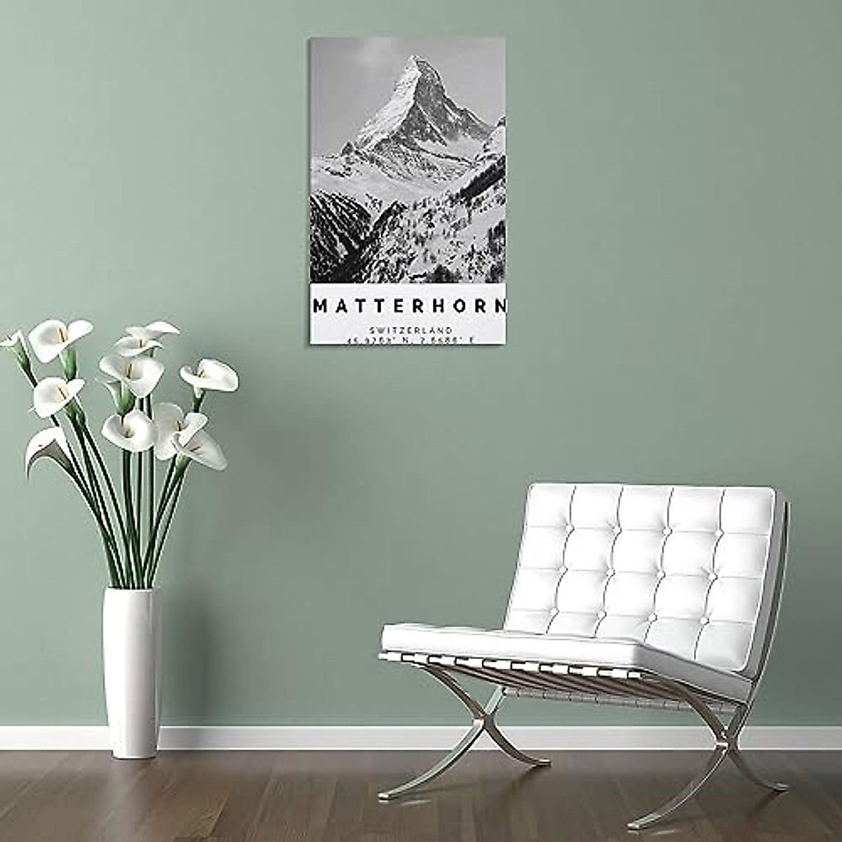 Matterhorn Poster Black And White Photo, Matterhorn Wall Art, Matterhorn Travel Poster, Matterhorn P Canvas Art Poster And Wall Art Picture Print Modern Family Bedroom Decor Posters 16x24inch(40x60cm)