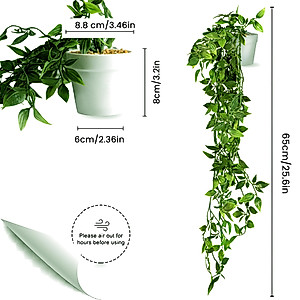 Opulence Star Artificial Hanging Plants, 2 Pack Fake Hanging Plant Fake Potted Greenery Plants Faux Eucalyptus Vine, Pothos Ivy Pea Pods for Home Wall Shelf Patio Garden Indoor Outdoor Decor