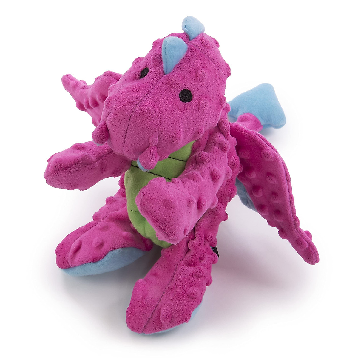 goDog Bubble Plush Dragons Squeaky Dog Toy, Chew Guard Technology - Pink, Large