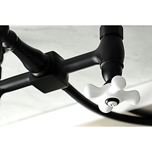 Kingston Brass KS1260PXBS Heritage Wall Mount Bridge Kitchen Faucet Sprayer, Polished Brass