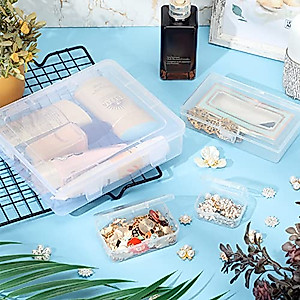 Leelosp 28 Pieces Mixed Sizes Small Storage Containers Rectangular Plastic Organizer Box Clear Bins Lids Empty Crayon Boxes Case Hinged for Item Organizing
