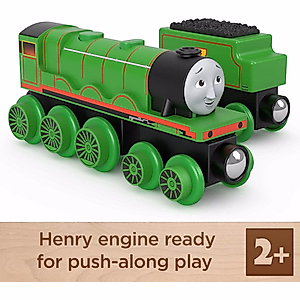 Thomas & Friends Wooden Railway Toy Train Henry Push-Along Wood Engine & Coal Car for Toddlers & Preschool Kids Ages 2+ Years (Amazon Exclusive)