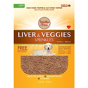 Sprinkles & Paws Liver and Veggies Dog Food Topper | Healthy Powder Form | Helps with Eating, Add to Food or Kibble or as Treat | Meal Mixer with Beef Flavour, Rich in Vitamins and nutrients