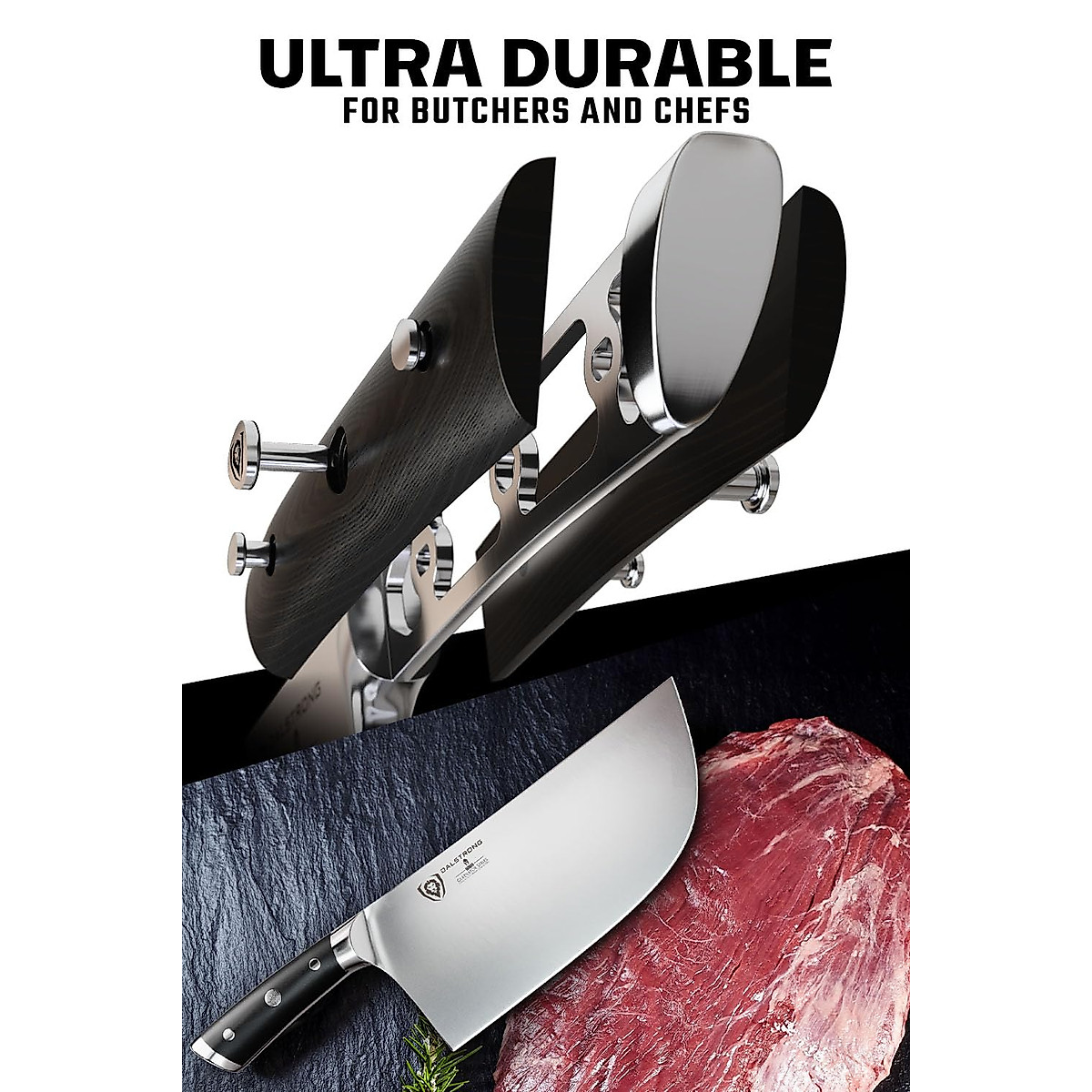 Dalstrong Meat Cleaver Knife-9"- Gladiator Series-'The Ravager'-Heavy Duty Butcher Kitchen Knife Gift-Forged High Carbon German Steel-BBQ, Meat Knife-w/Sheath-NSF Certified