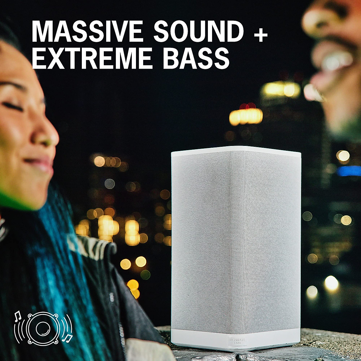 Ultimate Ears HYPERBOOM Portable Bluetooth Speaker - Loud Wireless Speaker with Big Bass, Water-Resistant IPX4, 150 Ft Range, 24-Hour Battery Life - White