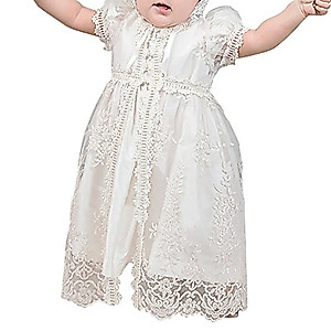 Glamulice White Baby Girl Party Dress Christening Baptism Dresses Lace Princess Bow Formal Gown 0-6 Infant Birthday Wedding Pageant Outfit Newborn Girls Church Holiday Photo Shoot Gowns Outfits 3M