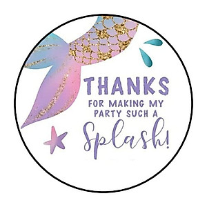 30 pcs Mermaid Party Thank You Round​​​​​​​​​​ Stickers Envelope Seals Labels Round Tags, Stamps Sticker for Gift Cards, Envelopes, Boxes for Holiday, Birthday, Christmas