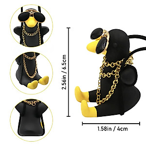 Swinging Duck Hanging Ornament, Cute Accessories for Rear View Mirror, Car Pendant With Black Sunglasses, Hanging Swing