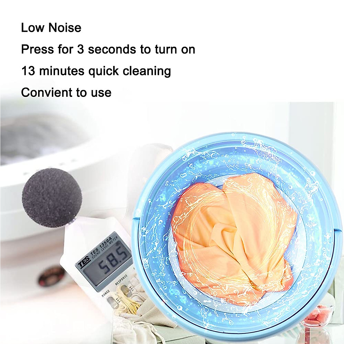 Portable Washing Machine,Mini Folding Washing Machine,Lightweight Compact Washing Machine for Baby Clothes Underwear Camping Travelling Apartment Dorms 7L 1.9KG (Blue)