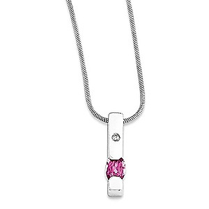 IceCarats 925 Sterling Silver 18 inch Diamond Pink Tourmaline Chain Necklace Gemstone Pendant Charm