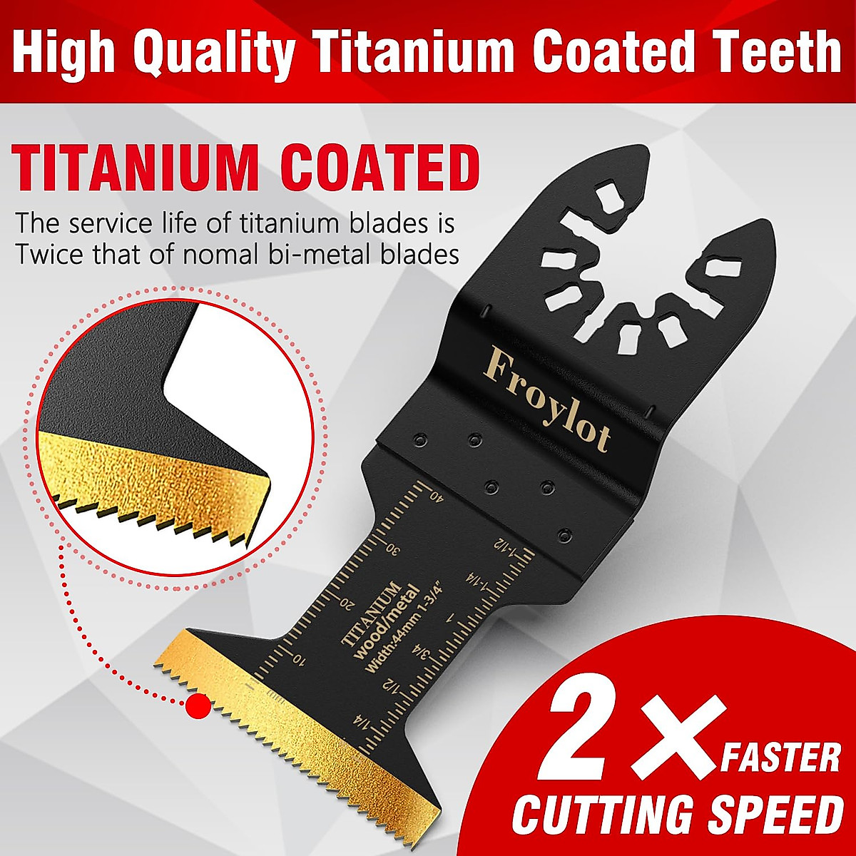 49pcs Titanium Oscillating Tool Blades High-Carbon Steel Multitool Blades, Universal Multi Tool Blades Kits for Metal Wood Cutting, Fit Dewalt Bosch Milwaukee Ryobi Rockwell Fein Makita