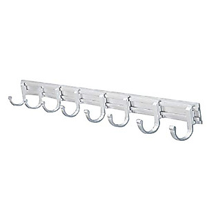 MroMax Wall Mounted 8 Hooks Towel Hat Coat Clothes Wall Hook Rack Rail 20.47"x2.17"(L x W), Silver 1Pcs