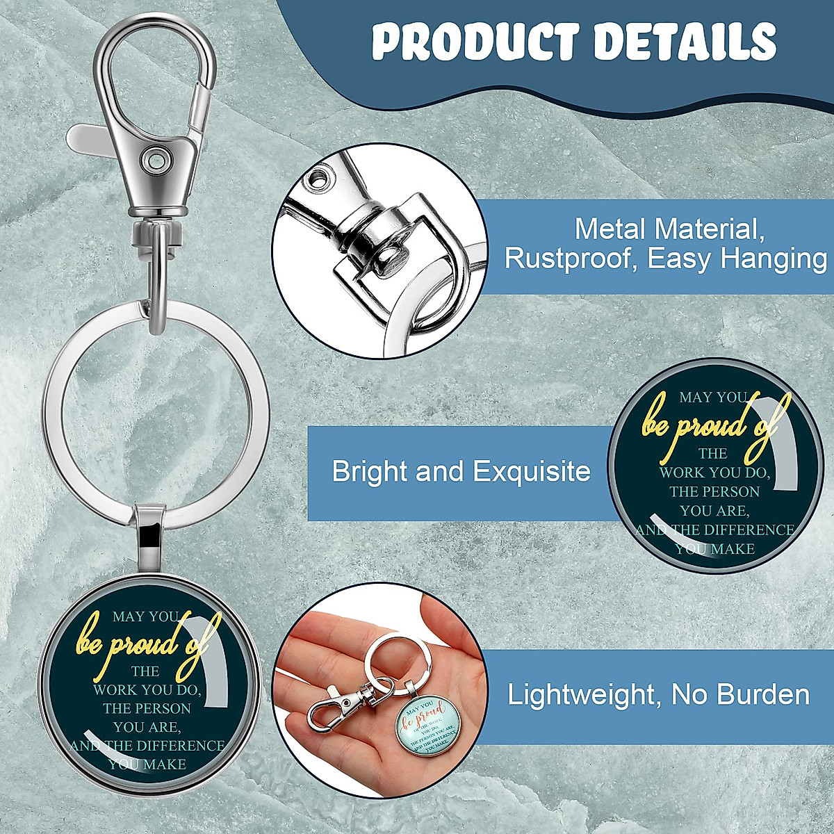 Roowest 20 Pcs Thank You Keychains Inspirational Key Chains for Women May You Be Proud Appreciation Gifts Motivational Keychains Key Ring Bulk for Gifts Team Medical Assistant Nurses Coworker