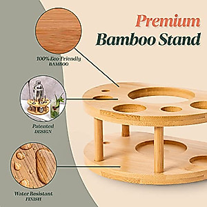 Mixology Bartender Kit Cocktail Shaker Set by Barillio: Drink Mixer Set with Bar Tools, Bamboo Stand Cocktail Mixer Mixing Spoon Mojito Muddler Jigger Liquor Pourers Recipes Booklet