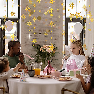 Cheerland Glitter Gold Star Garland Star Party Decorations Starry Banner Backdrop Hanging Stars Moon and Stars Garland Birthday Decorations Gold Party Decor Ramadan EID New Year Graduation Streamer