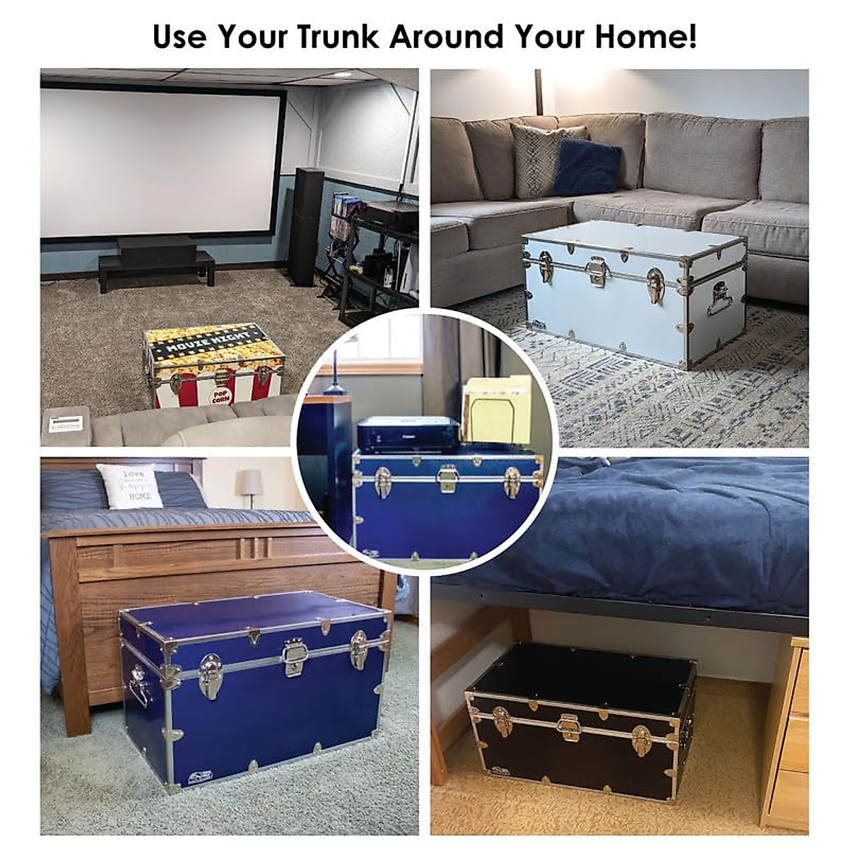 C&N Footlockers - Full-Size Happy Camper Trunk - #1 Summer Camp Trunk - Made in the USA - Steel Footlocker with Lid Stay - 32 x 18 x 13.5 Inches (Lime Green)