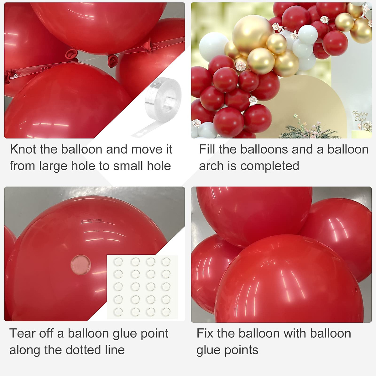 TUPARKA Red Balloons 102 Pcs Balloons Garland Arch Kit 5 10 12 18 Inch Matte Red Party Balloons for Birthday Bride Baby Shower Wedding Party Décor