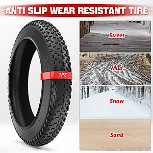 1PZ T20-X01 Fat Tire 20 x 4.0 Inch E-Bike Mountain Bicycle Tire Replacement for High-Performance Puncture-Resistant and All-Terrain Folding Electric MTB Tire with Offroad or Trail Riding