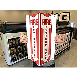 3D Fire Extinguisher Sign, 12"x 4"x 4" Fire Projection Wall Sign, Pre-Drilled Mounting