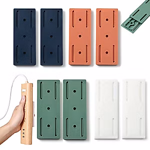 Hanlaien Self-Adhesive Desktop Socket Fixer, Self Adhesive Power Strip Holder, Power Strip Wall Mount Desktop Socket Fixer (Mixed,8pcs)