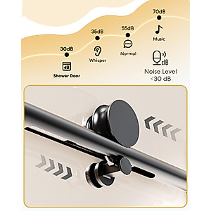 Miscoos Frameless 56-60" W x 74" H Single Sliding Shower Door, Matte Black, 5/16" SGCC Tempered Glass, Soft-Close, Adjustable Width, Easy Install