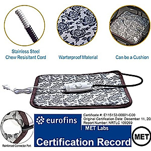 XXL Large Dog Bed Outdoor or Home,Electric Heating Mat for Dog House Crate Pad for Small Medium Pet Cat Puppy Waterproof Easy Clean Long Chew Proof Cord Gray,34inx21in,30-60W