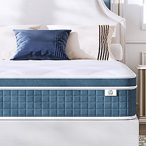 koorlian Full Size Mattress 10 Inch, Hybrid Full Mattress in a Box, Full Bed Mattress with Individual Pocket Springs and Pressure-Relieving Memory Foam, Breathable, Medium Firm Mattress 75"x54"x10"