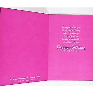 Greeting Card For My Wonderful Wife Religious Christian Happy Birthday with Butterflies - You're A Blessing To Me In Too Many Ways To Count