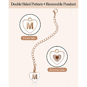 OriJoy Letter Charm Accessories for Stanley Cup, Name ID Letter Handle Charm For Stanley/Simple Modern Tumbler, Heart Shape Initial Identification Charms（M）