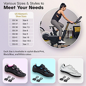 Tommaso Women's SPD Indoor Cycling Shoes Pista 100 Cycling Shoes for Echelon Bikes, with Pre-Installed SPD Clips - Bike Shoes for Women, Cycling Shoes Women, Indoor Bike Shoes - Cycling Bike White 36