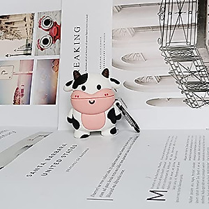Compatible for Airpod Case 1/2 Cow, Cartoon 3D Silicone Protective Skin Cover for Airpod Case Cute Cow, Boys Girls Kids Teens Women Cute Kawaii Fashion Funny Cases for Airpods 1&2 (Cow)